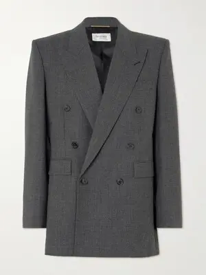 Saint Laurent Double-breasted Wool Blazer - Gray