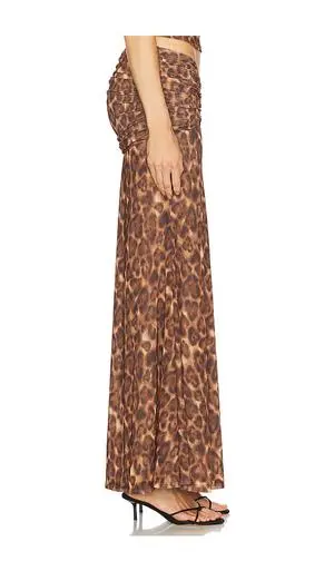 LOBA Ruched Mesh Maxi Skirt
