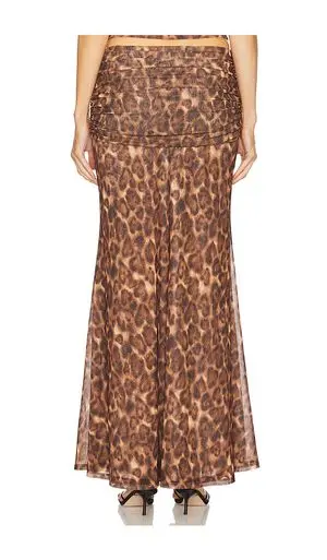 LOBA Ruched Mesh Maxi Skirt