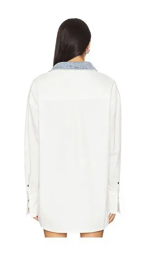 SEROYA Oversized Shirt With Denim Trim