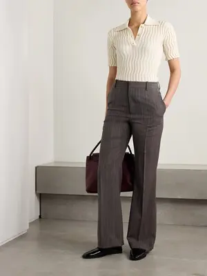 Bottega Veneta Striped Wool-blend Straight-leg Pants