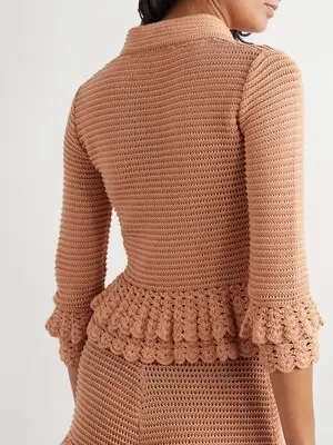 Chloé Ruffled Crocheted Cotton Cardigan