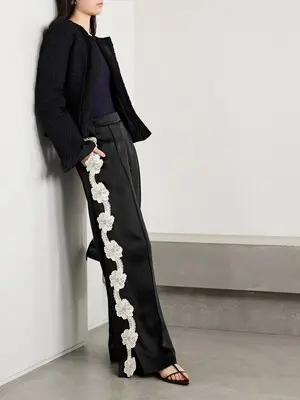 JIL SANDER Guipure Lace-trimmed Wide-leg Pants