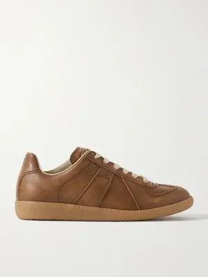 MAISON MARGIELA Replica Leather Low Top Sneakers - Brown