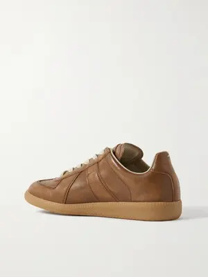 MAISON MARGIELA Replica Leather Low Top Sneakers - Brown