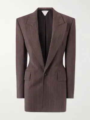 Bottega Veneta Striped Wool-blend Twill Blazer - Brown