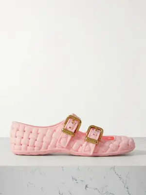 Bottega Veneta Amy Intrecciato Rubber Mary Jane Flats - Pink