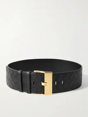 Bottega Veneta Intrecciato Leather Belt - Black