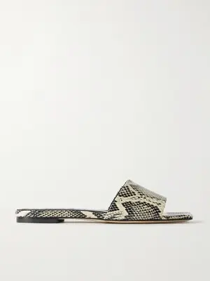 AeydĒ Anna Snake-effect Leather Slides - Animal Print