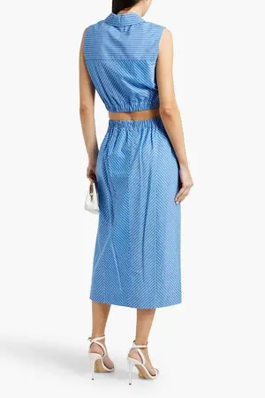 Carolina Herrera Striped Cotton-poplin Midi Skirt