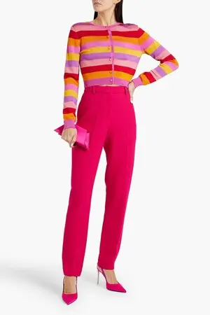 Carolina Herrera Cropped Striped Knitted Cardigan - Multicolor