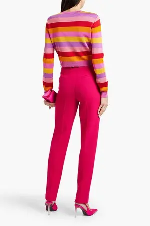 Carolina Herrera Cropped Striped Knitted Cardigan - Multicolor