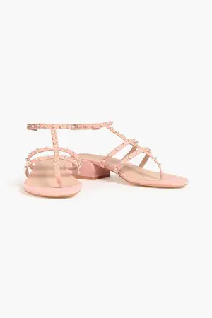 STUART WEITZMAN Dancer Pearl 35 Embellished Suede Sandals