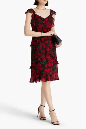 MIKAEL AGHAL Ruffled Floral-print Georgette Midi Dress