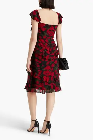MIKAEL AGHAL Ruffled Floral-print Georgette Midi Dress