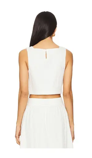 Paige Aelita Floral Eyelet Square Neck Cropped Top