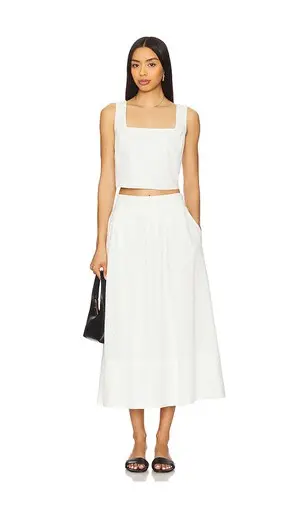 Paige Aelita Floral Eyelet Square Neck Cropped Top