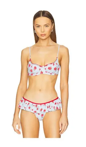 Frankies Bikinis Cola Bikini Top - Rosewater Print