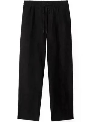 Burberry Linen Straight-leg Trousers - Black