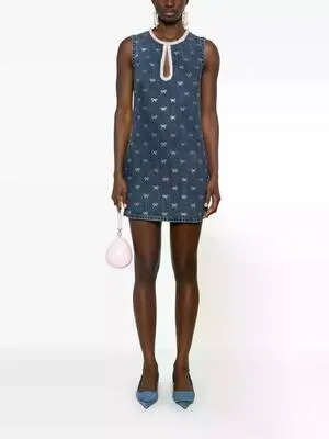 SELF-PORTRAIT Crystal Bow Denim Mini Dress