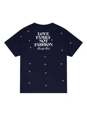 FAMILY FIRST Floral-embroidered T-shirt - Blue