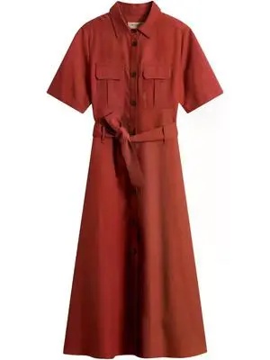 Woolrich Short-sleeved Midi Shirt Dress - Orange