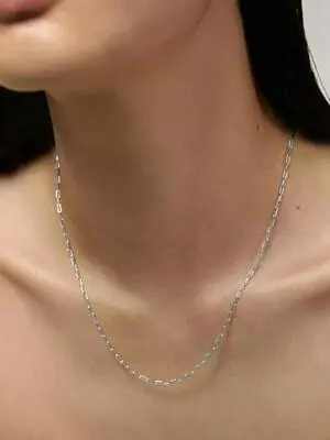 Monica Vinader 14kt White Gold Paperclip Chain Necklace