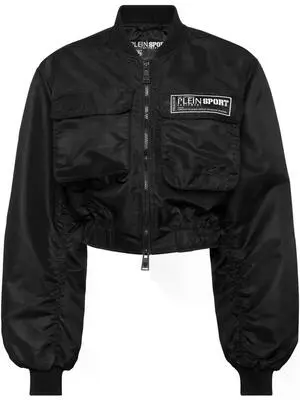 PLEIN SPORT Cropped Bomber Jacket - Black