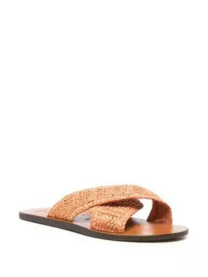 Manebí Raffia Flat Sandals - Orange