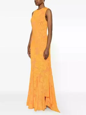 Etro Jacquard Maxi Dress - Orange