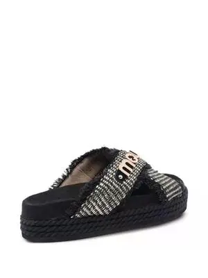 Mou Frayed-strap Platform Sandals - Black