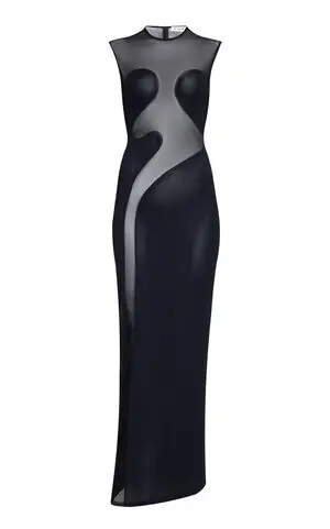 Alaïa Mesh-paneled Knit Maxi Dress - Black