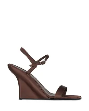 Jeffrey Campbell Kassandra Wedge Sandals - Brown Satin