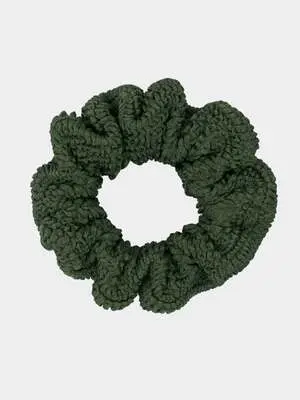 Hunza G Hunza G Crinkle Scrunchie Metallic Khaki