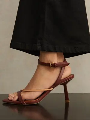 REISS Ashley Leather Heeled Sandals