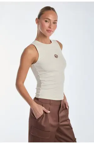 THE NOLI SHOP Rosette Tank Top - Pearl
