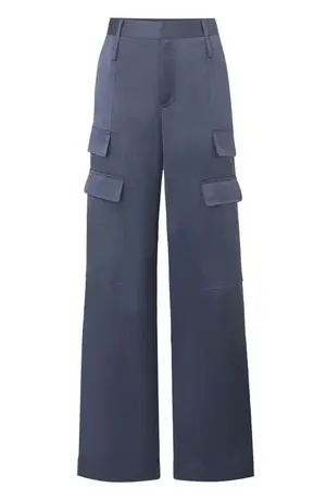 THE NOLI SHOP Milan Satin Cargo Pant - Navy