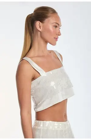 THE NOLI SHOP Noli Yoga Zoey Sequin Crop Top - Pearl
