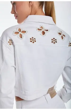 THE NOLI SHOP Kaia Pearl Denim Jacket - White