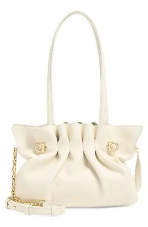 FERRAGAMO Small Gancio Piercing Shoulder Bag - Mascarpone