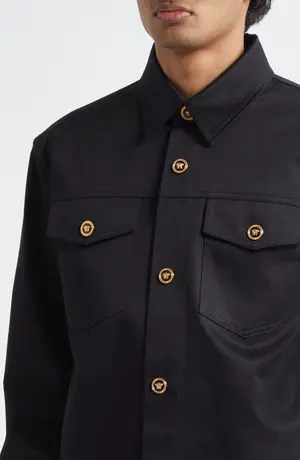 Versace Cotton Gabardine Overshirt - Black