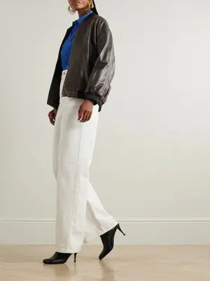 Nour Hammour Marly Leather Bomber Jacket - Brown