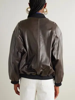 Nour Hammour Marly Leather Bomber Jacket - Brown