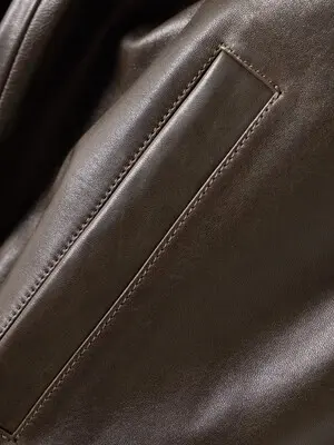 Nour Hammour Marly Leather Bomber Jacket - Brown