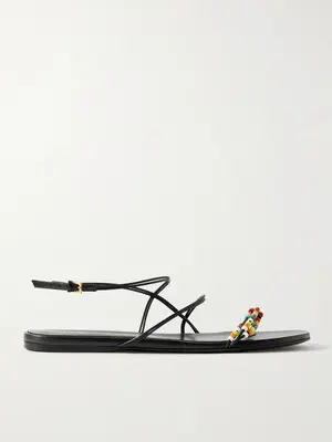 Khaite KHAITE Loop Bead-Embellished Leather Sandals Black