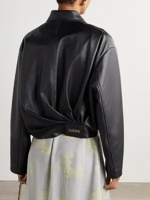 Loewe Gathered Leather Jacket - Black