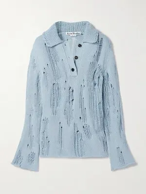 Acne Studios Distressed Organic Cotton And Wool-blend Sweater