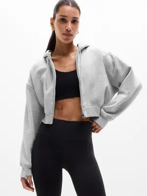 Athleta Forever Fleece Crop Full Zip - Grey