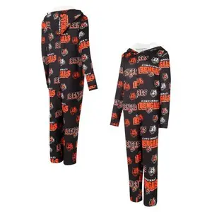 CONCEPTS SPORT Cincinnati Bengals Roadway Allover Print Microfleece Full-zip Union Suit - Black