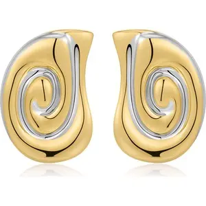 LUV AJ The Two-tone Coquille Stud Earrings - Gold/ Silver